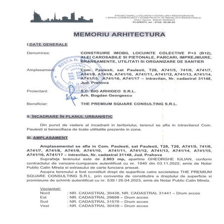 memoriu arhitectura model pentru cei care au nevoie sa dezvolte unul | PDF