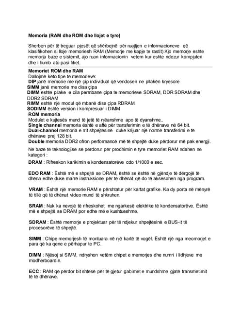 Kompjuteri, Historiku i tij dhe pjeset harduerike te tij ( CPU ...