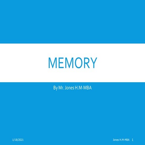 MEMORY IN PSYCHOLOGY | PPT