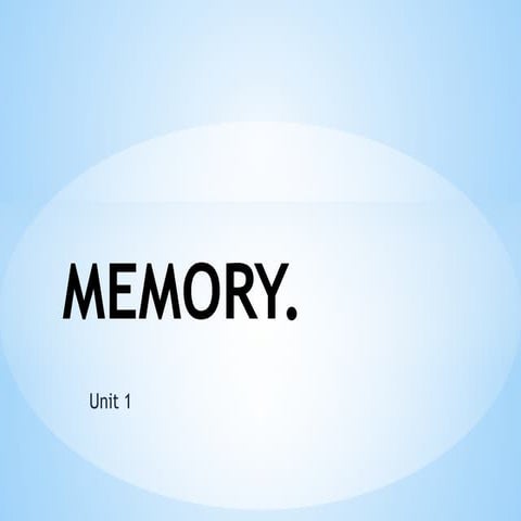 MEMORY including memory models and research | PPTX