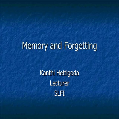 Memory and forgetting | PPT