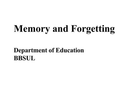 Theories of forgetting | PPT