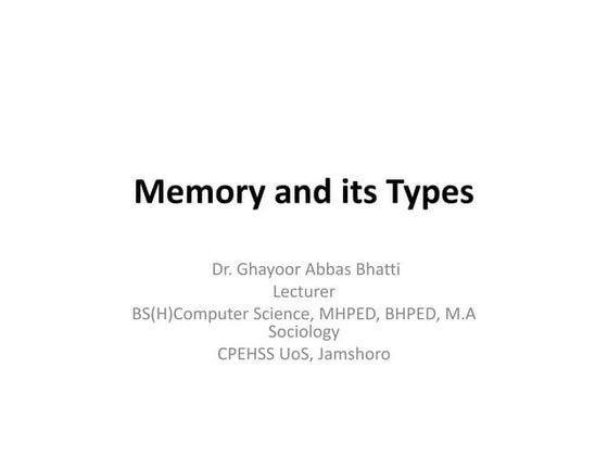Primary Memory Ram Rom And Their Types Ppt