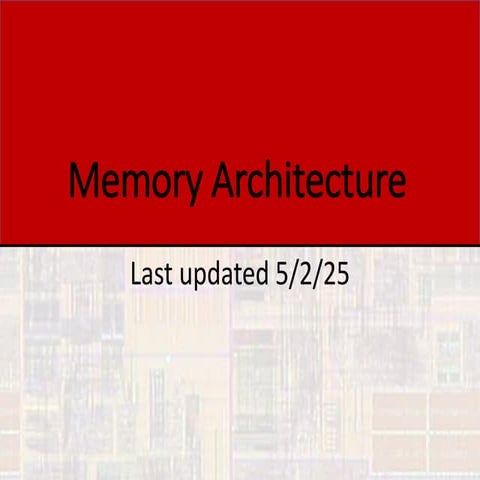 Memory architecture describes the methods used to implement electronic computer data storage in ...