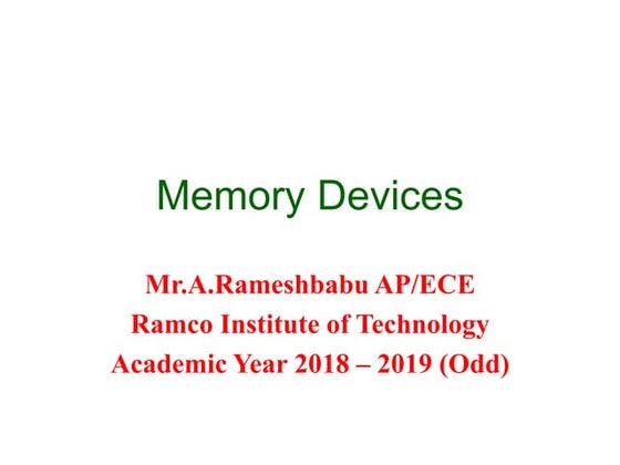 Memory devices | PPT