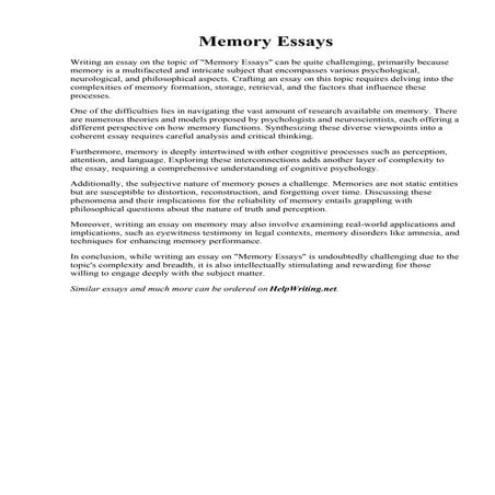 Memory Essays | PDF
