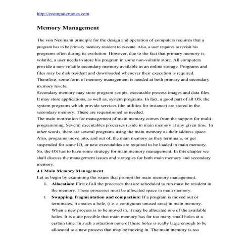 Computer Notes Memory Management Pdf 