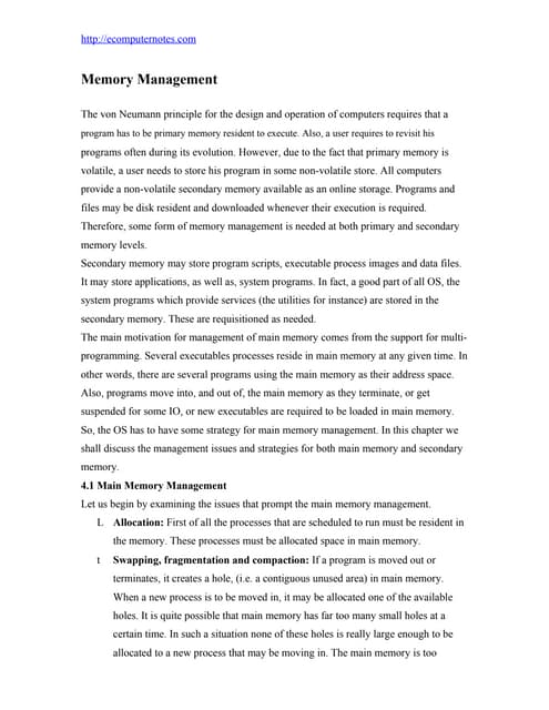 Computer Notes Memory Management Pdf