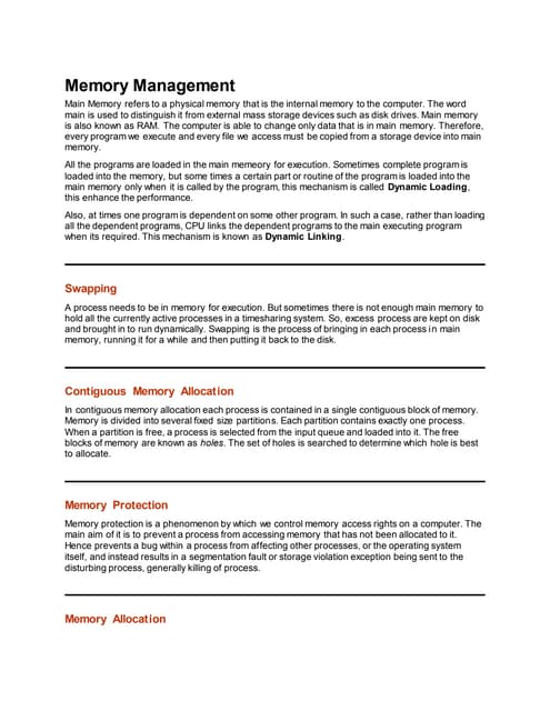 Memory Management in operating system using trees | PPT