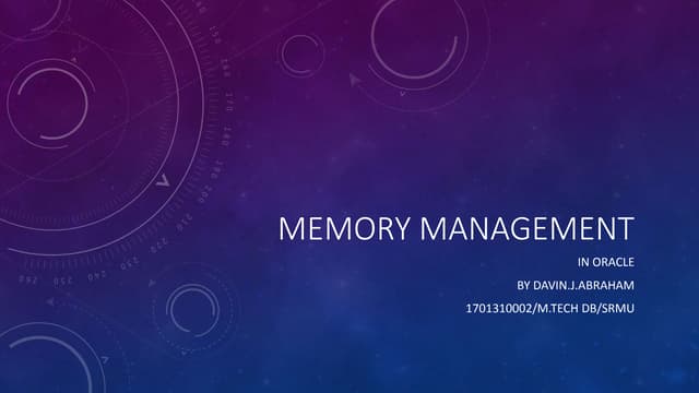 Memory management in oracle | PPTX Memory management in oracle | PPTX
