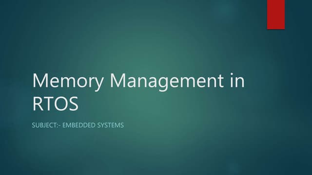 Memory Management In Rtos Pptx