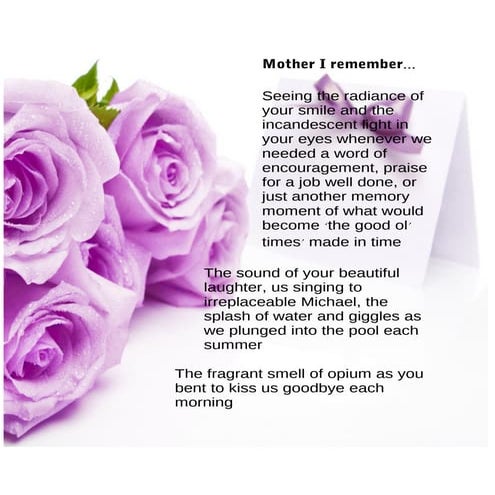 Memory poem | DOC | Food & Drink