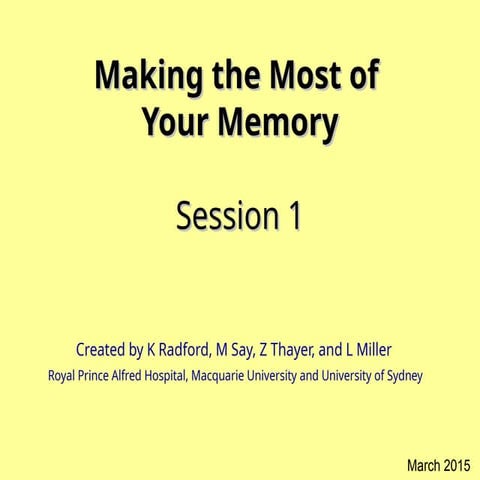Memory training and some of its basic concepts | PPT