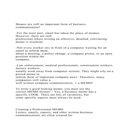 Memos are still an important form of business communication!.docx