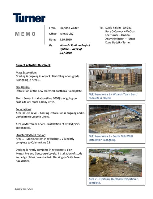 Construction Update 5-12-2010 | PDF