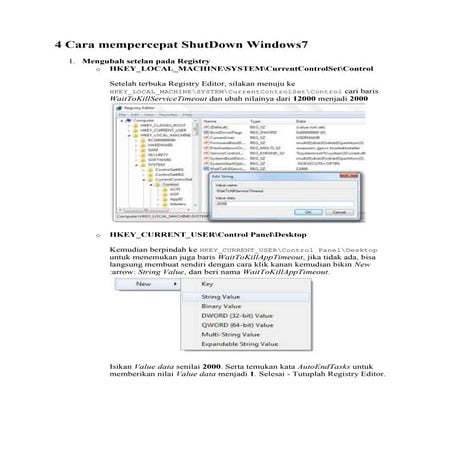 Mempercepat shut down win7 | PDF