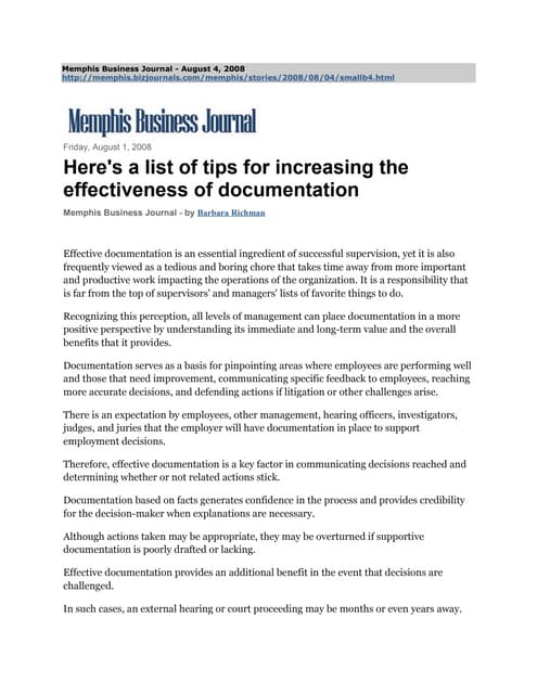 Performance Management Documentation Tips | PDF