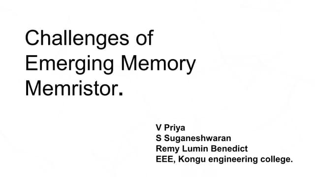 Challenges Of Emerging Memory Memristor Pptx Data Storage And Warehousing Computing