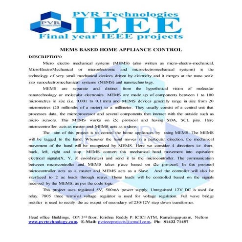 Mems based home appliance control | PDF