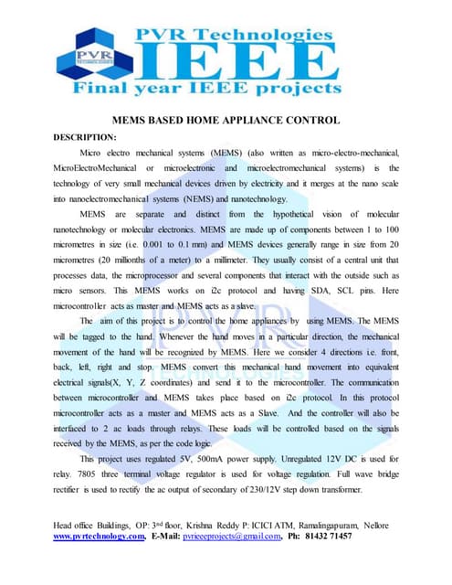 Mems based robo control | PDF