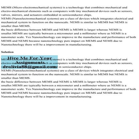 MEMS (Micro-electromechanical systems) is a technology that combines.pdf