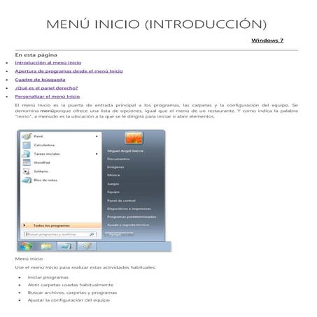 Menú inicio | DOCX