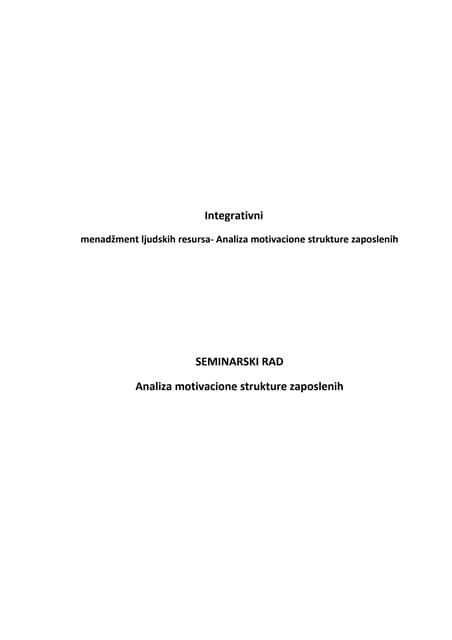 Menadzment ljudskih resursa teorije motivacije | PDF