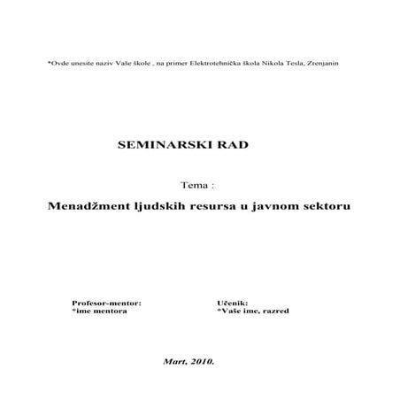 Menadzment ljudskih resursa u javnom sektoru | PDF