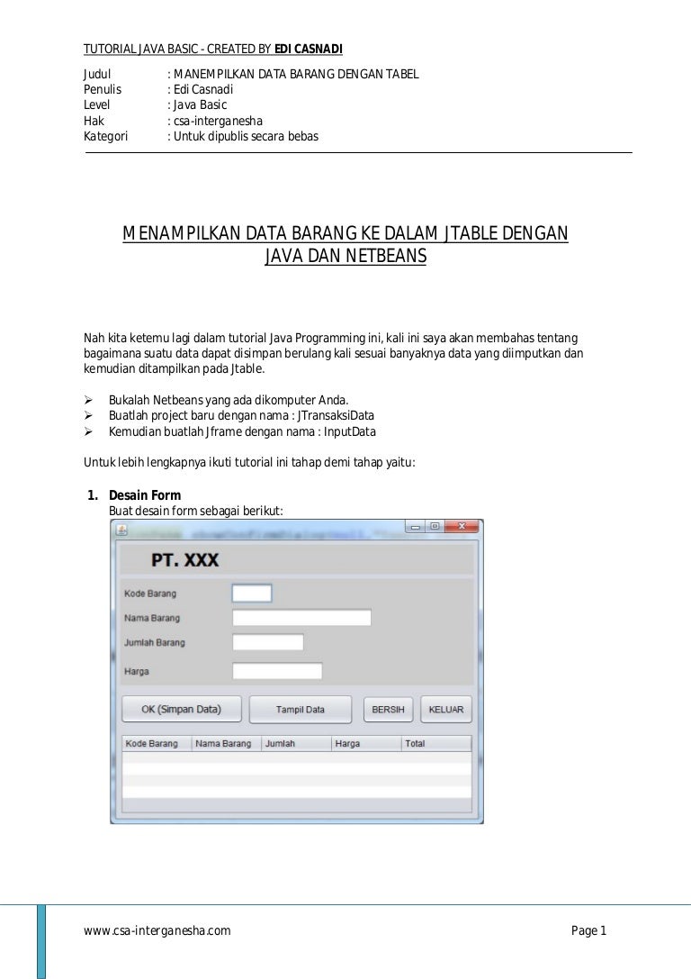 Cara Membuat Tabel Di Netbeans Kita