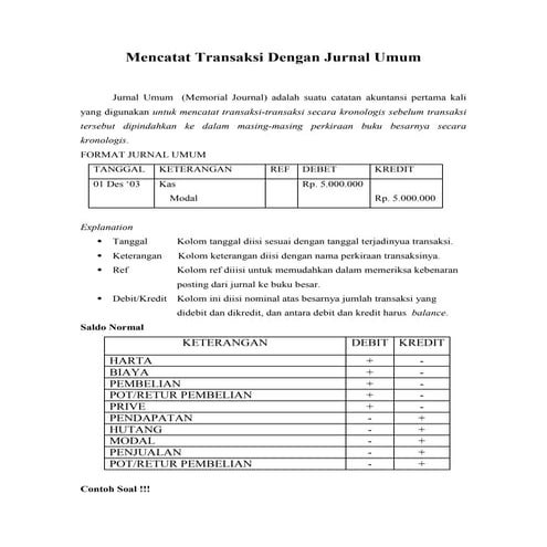 Mencatat Jurnal Umum Di Dec Easy Accounting 4 | PDF