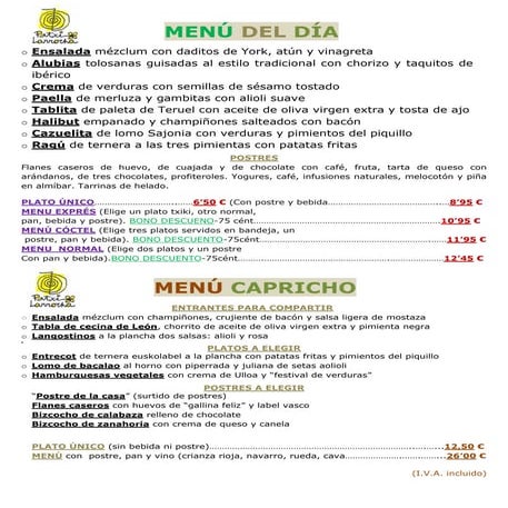 Menú del día | PDF