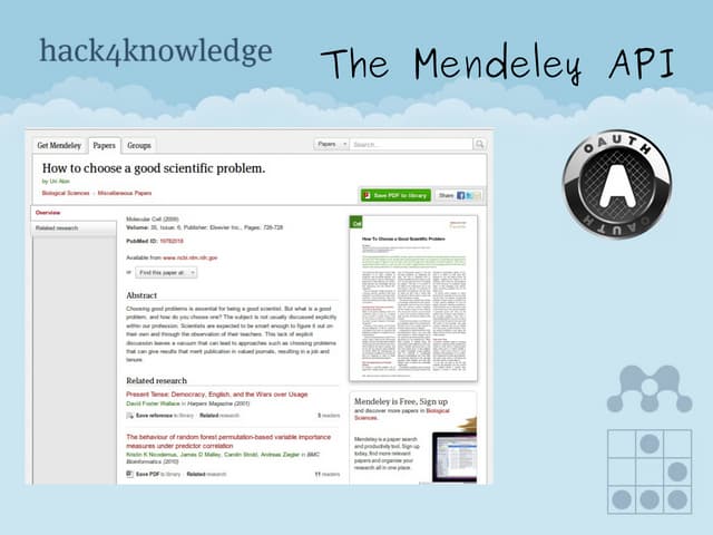 Mendeley Open API | PPT | Technology & Computing
