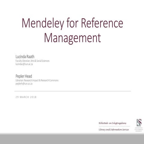 Guide to Mendeley Reference Management | PPTX