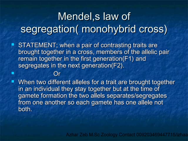 Mendelian Laws of Inheritance | PPT