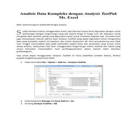 Mengaktifkan analysis tool pak | PDF