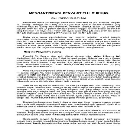 MENGANTISIPASI FLU BURUNG (AVIAN INFLUENZA) by : Winarno | PDF