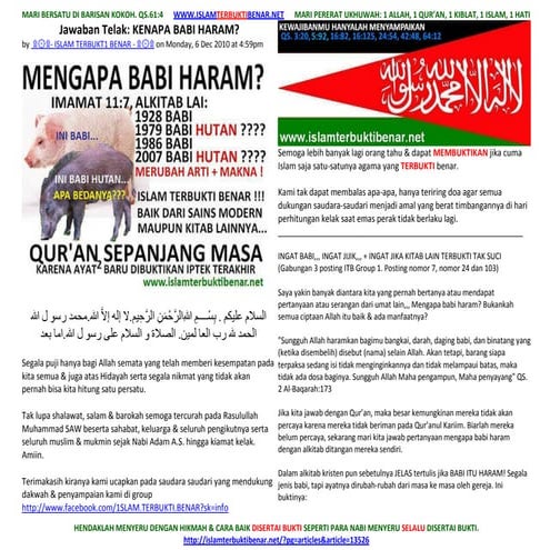 ! Mengapa babi haram jawaban telak !!! | PDF