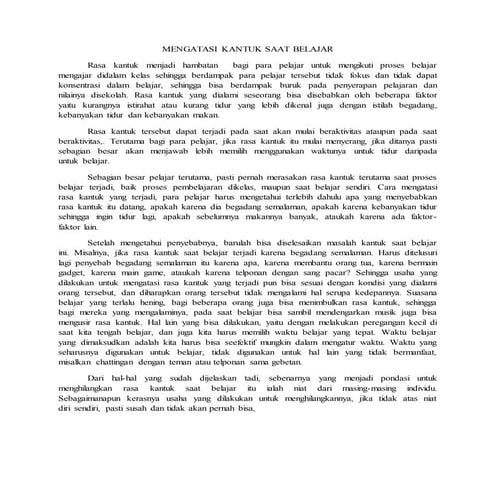 Mengatasi kantuk saat belajar | DOCX