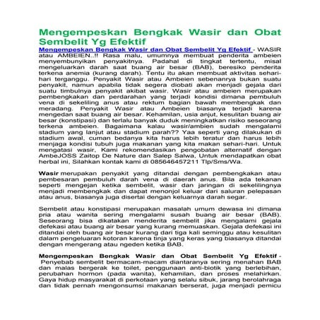 Mengempeskan bengkak wasir dan obat sembelit yg efektif | PDF