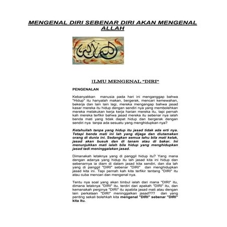 Mengenal diri sebenar diri akan mengenal allah | DOCX