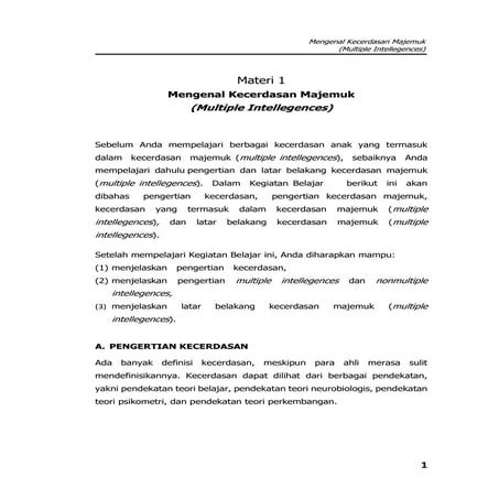 Mengenal Kecerdasan Majemuk | PDF