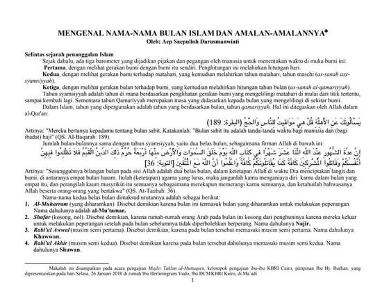 Arti nama bulan hijriyah | PDF