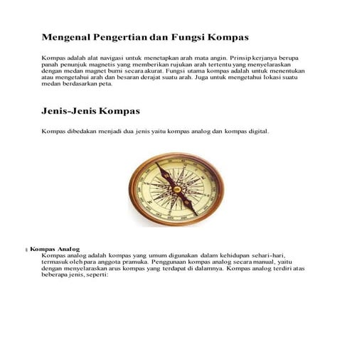 Mengenal pengertian dan fungsi kompas | DOCX