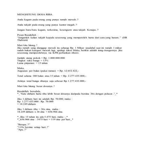 Menghitung dosa riba | DOCX