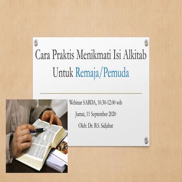 Bible Talks: Cara Praktis Menikmati Isi Alkitab untuk Remaja/Pemuda | PPT