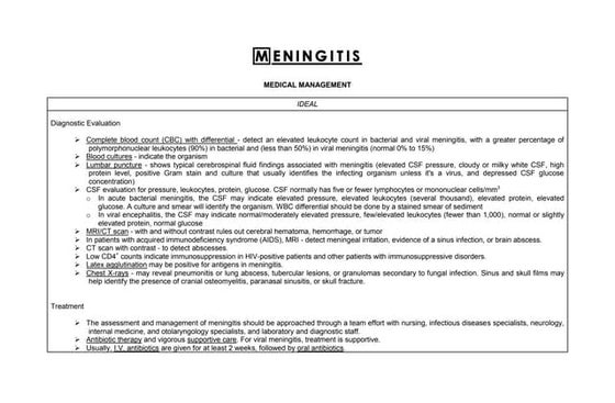 Meningitis | PPTX | Brain and Nervous System Disorders | Diseases and ...