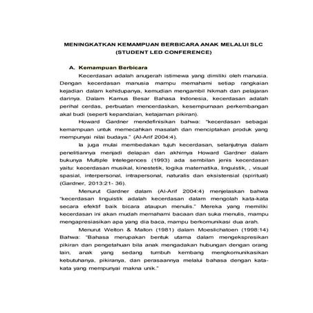 Meningkatkan kemampuan berbicara anak melalui slc | DOCX