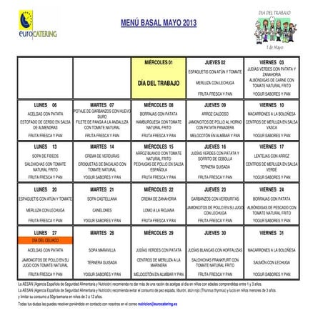 Menú basal marzo 2014