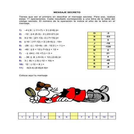 Mensaje secreto números enteros | PDF