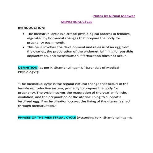 MENSTRUAL CYCLE INFORMATION IN EASY WAY FOR MEDICAL STUDENTS | PDF